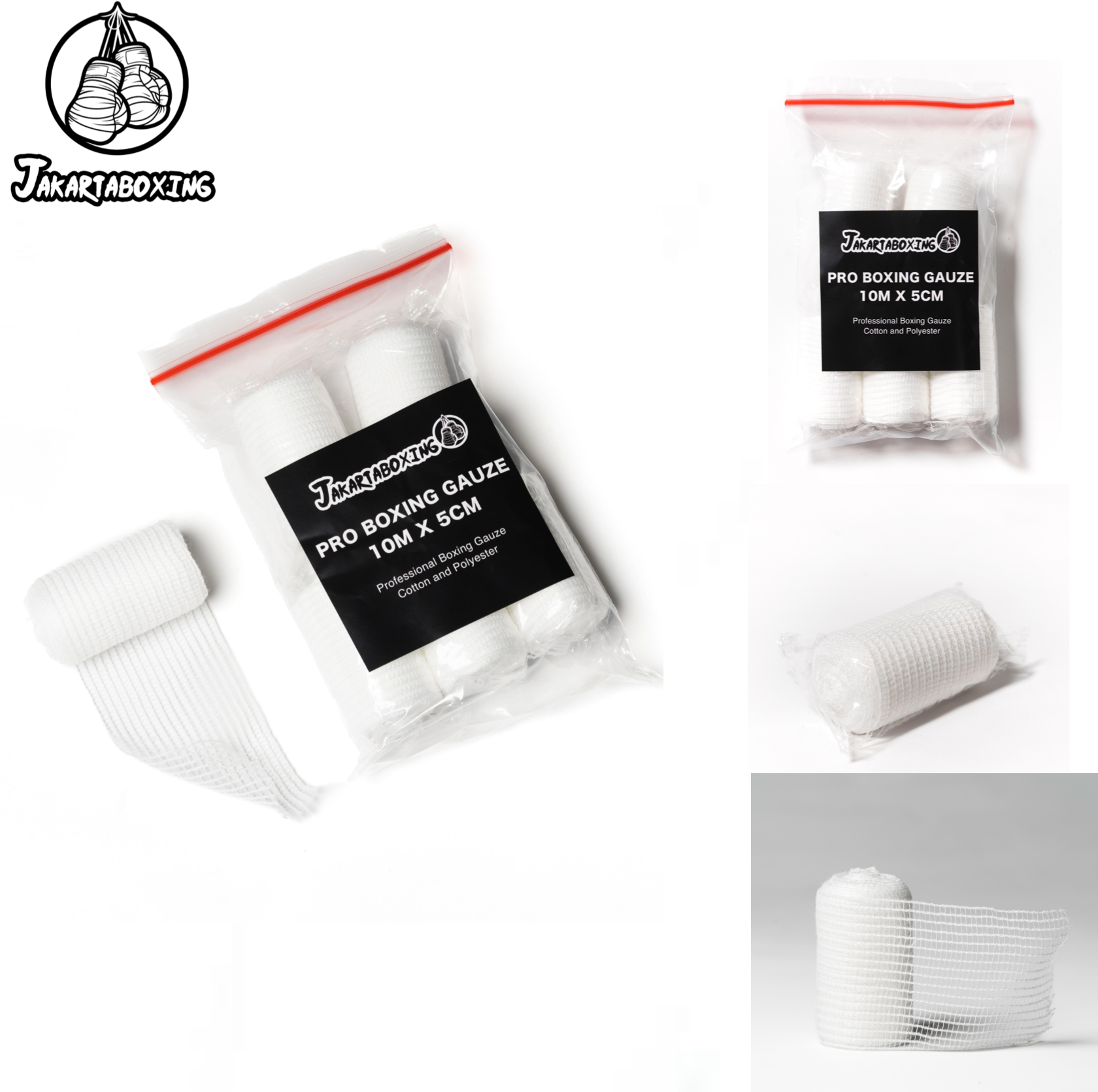 JAKARTA BOXING PRO BOXING GAUZE 5CM X 10M COTTON 5 ROLL / KAIN KASA ...
